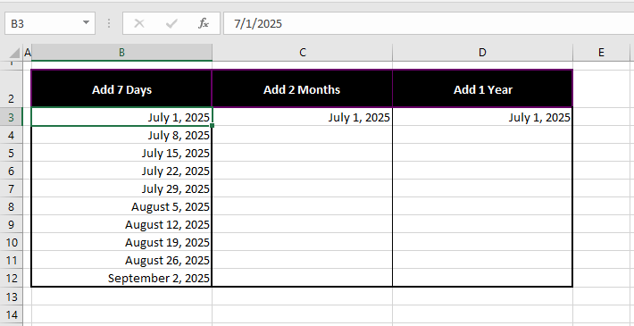 Add One Month To A Month In Excel